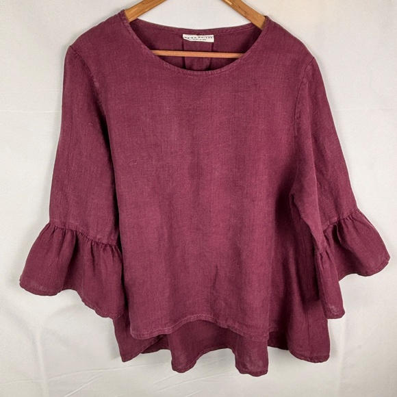 bryn Walker | Tops | Bryn Walker Women Fran Linen Sleeve Blouse Top Sz ...